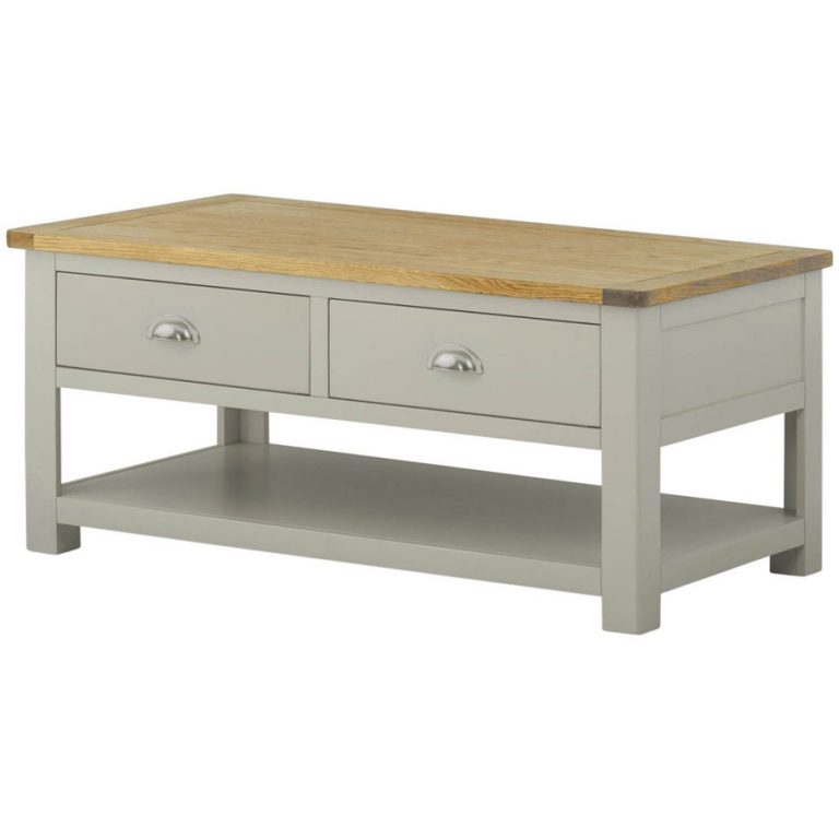 Tynedale Stone Grey Painted Coffee Table with Drawers | Oak World
