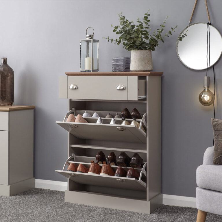 Oban Shoe Cabinet | Grey | Self Assembly | Oak World