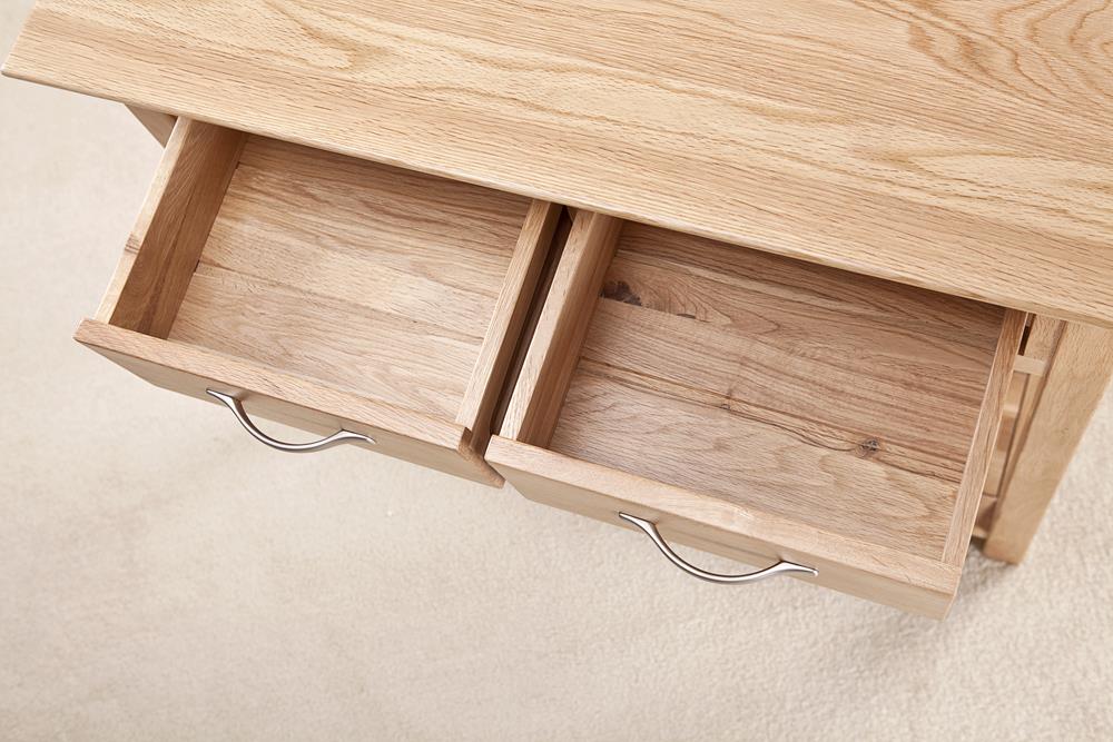 Devon Oak Console Table With 2 Drawers & Shelf | Oak World