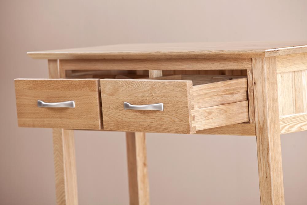 Devon Oak Console Table With 2 Drawers & Shelf | Oak World