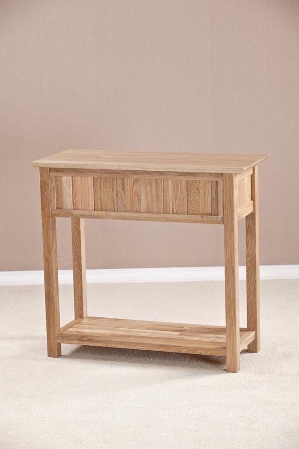 Devon Oak Console Table With 2 Drawers & Shelf | Oak World