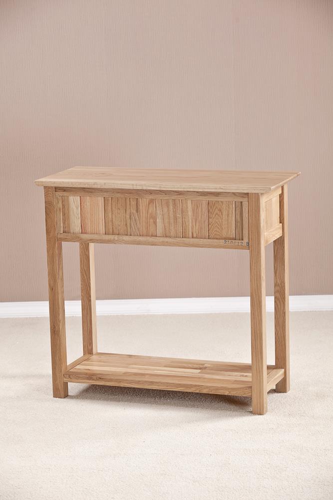 Devon Oak Console Table With 2 Drawers & Shelf | Oak World