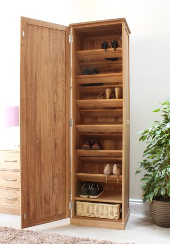 North Bay Oak Tall Shoe Cupboard Oak World