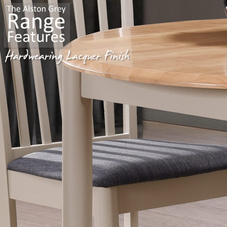 Alston Painted Grey Drop Leaf Dining Table With Oak Top | 61 - 97cm ...