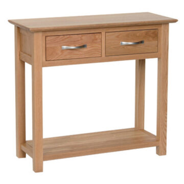 Devon Oak Console Table With 2 Drawers & Shelf | Oak World
