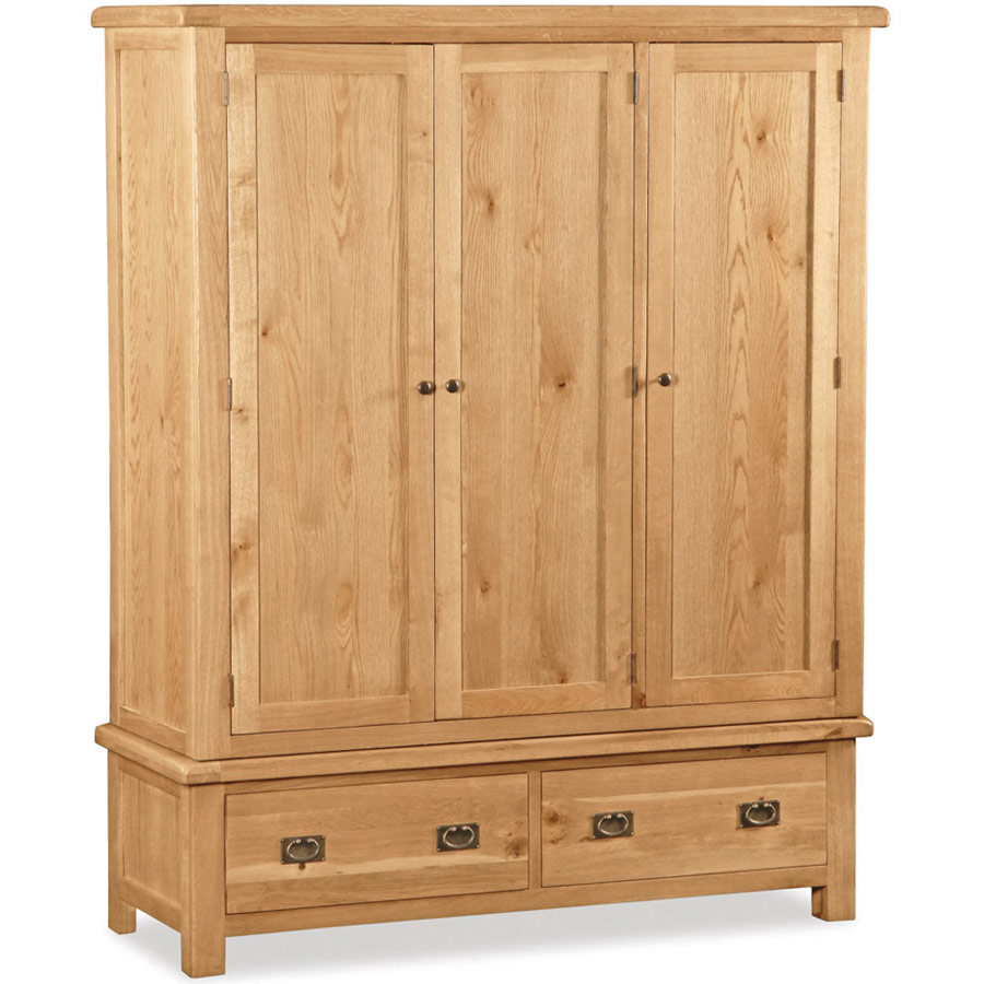 Salisbury Rustic Oak Triple Wardrobe | Wax Finish | Oak World