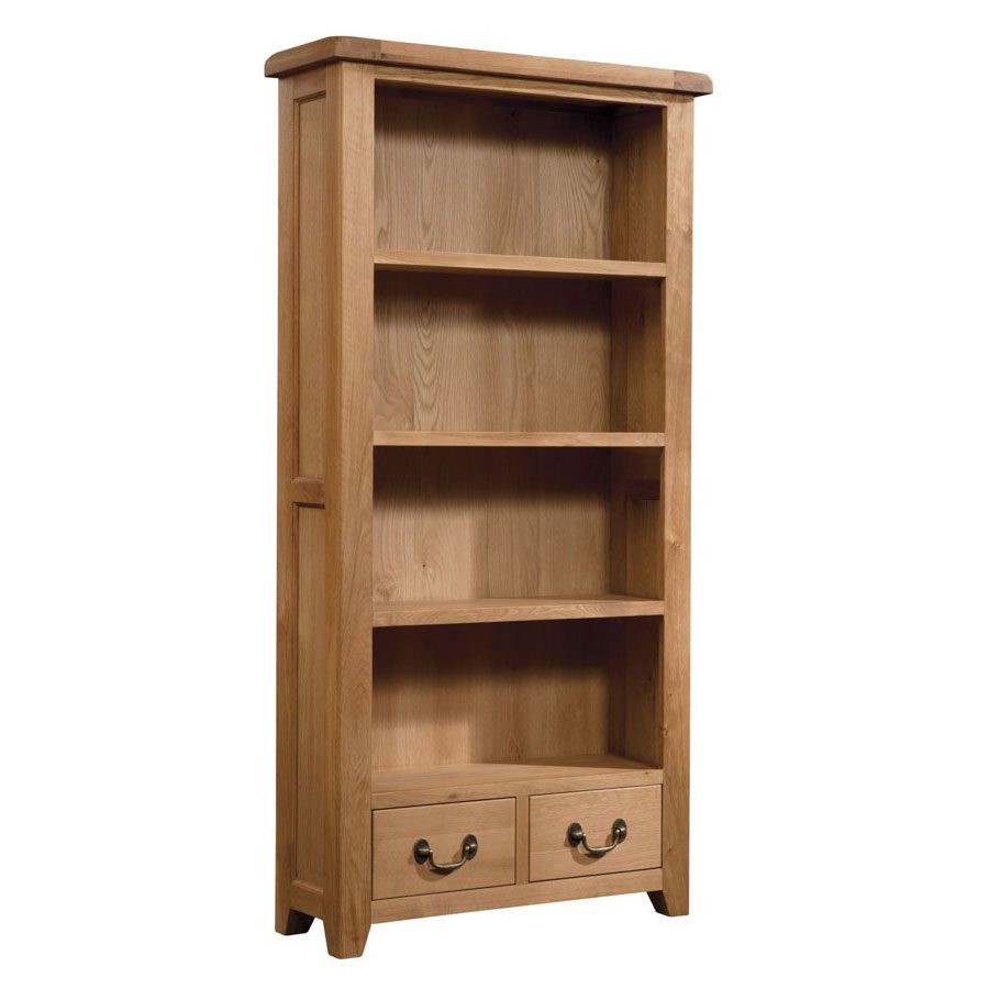 Summer Waxed Oak Tall Wide Bookcase | No Assembly Required
