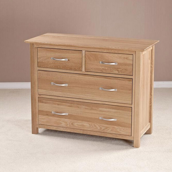 Devon Oak 2 Over 2 Drawer Chest | Fully Assembled | Oak World