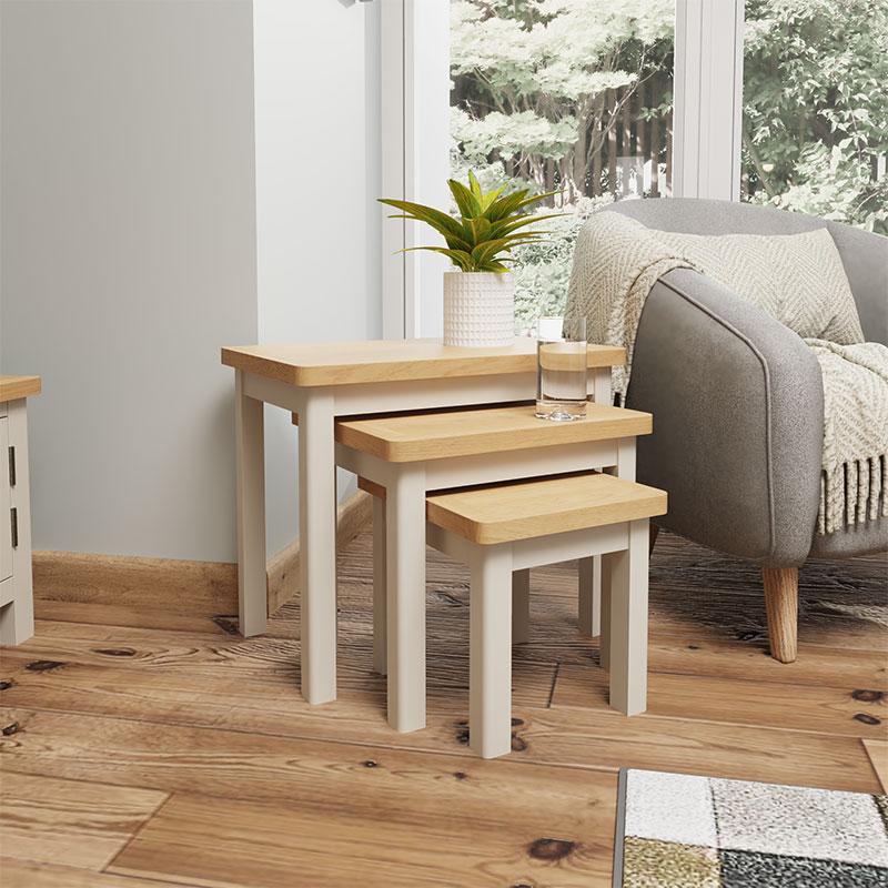 Oak Nest of Tables | Hardwood & Painted Nest of Tables | Oak World