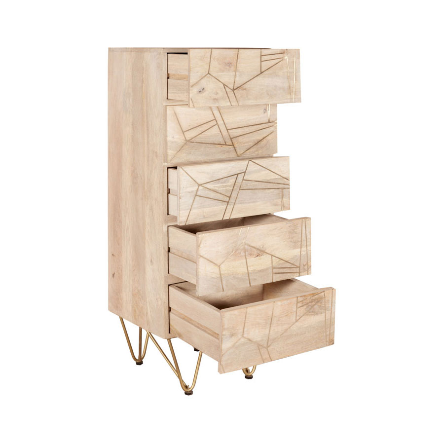 Light Gold Tall Chest of Drawers | Oak World