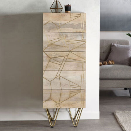 Light Gold Tall Chest of Drawers | Oak World