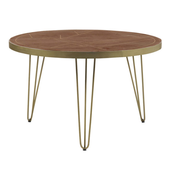 Dark Gold Round Dining Table | Oak World