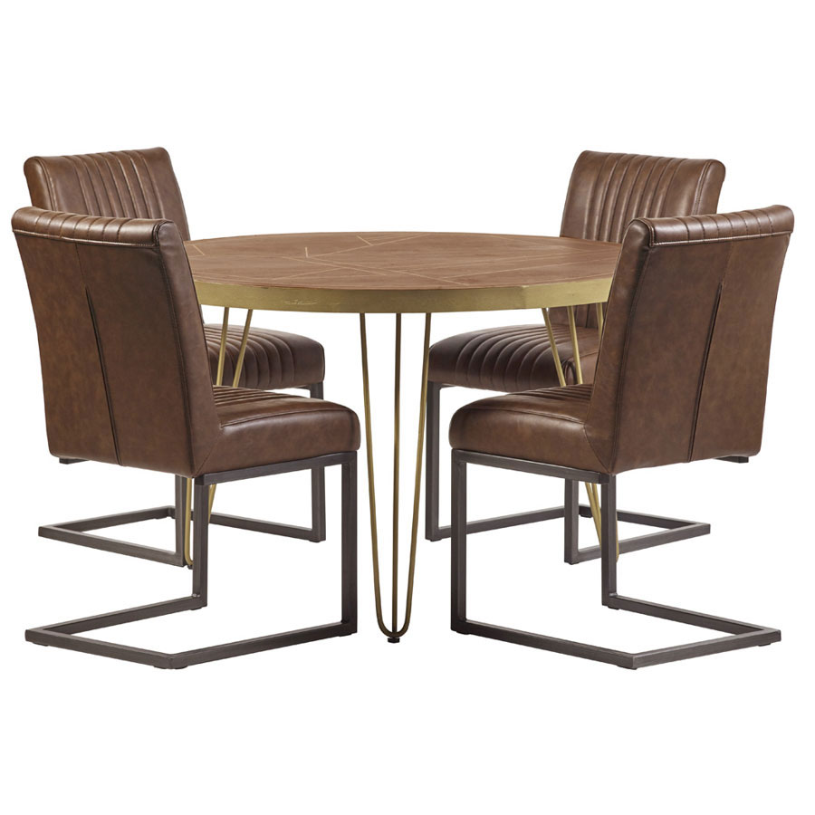 Dark Gold Round Dining Table | Oak World