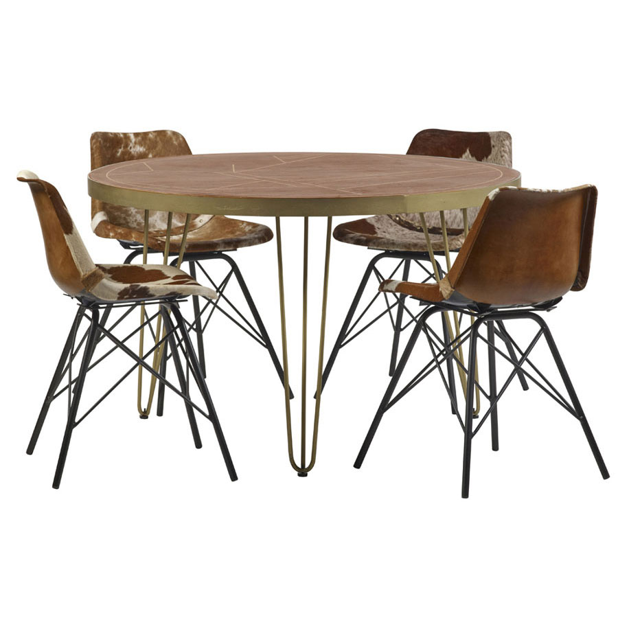 Dark Gold Round Dining Table | Oak World