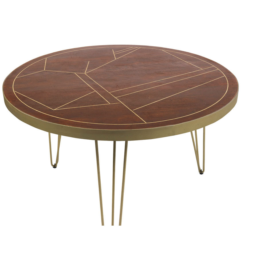 Dark Gold Round Dining Table | Oak World
