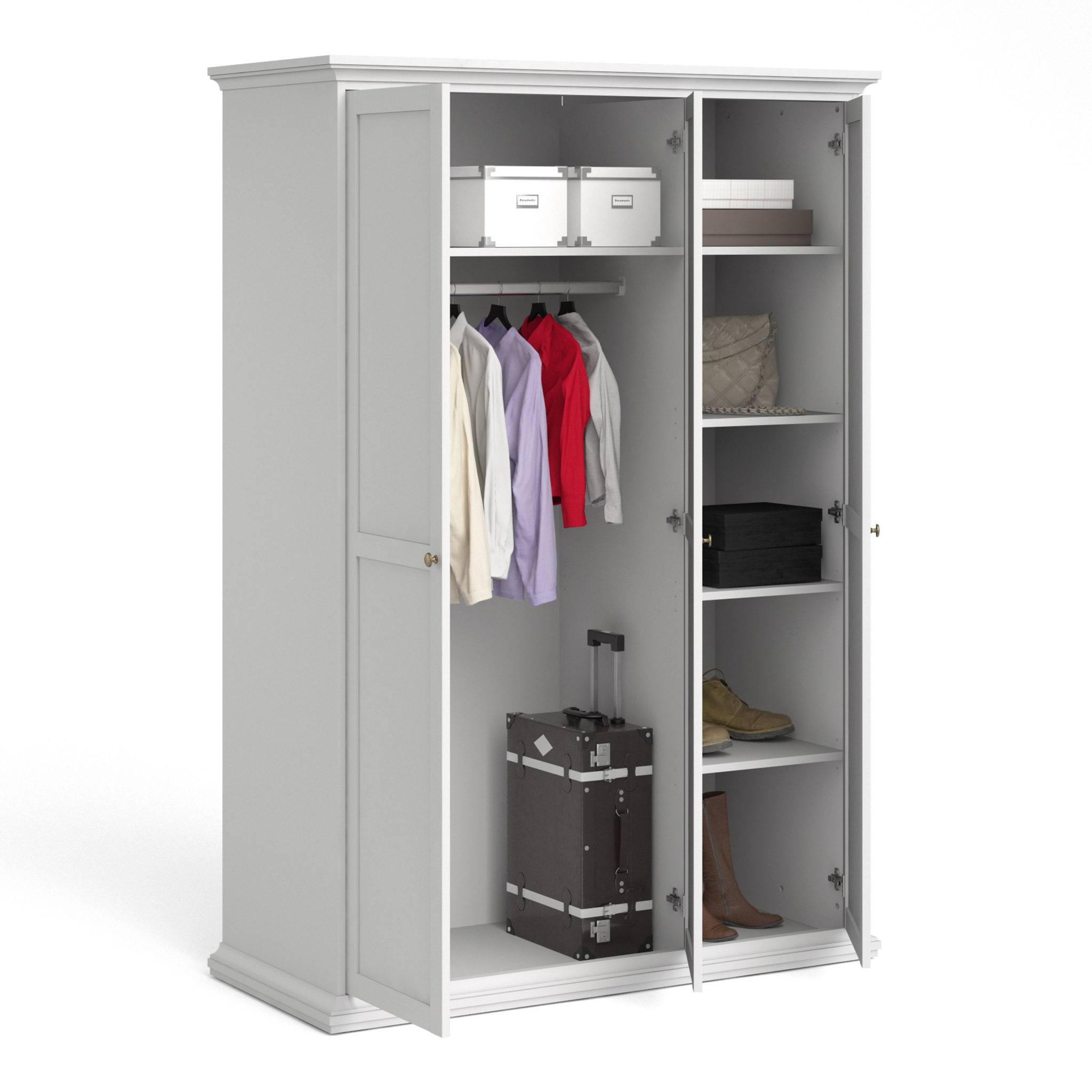 Condo Wardrobe with 3 Doors | White | Oak World