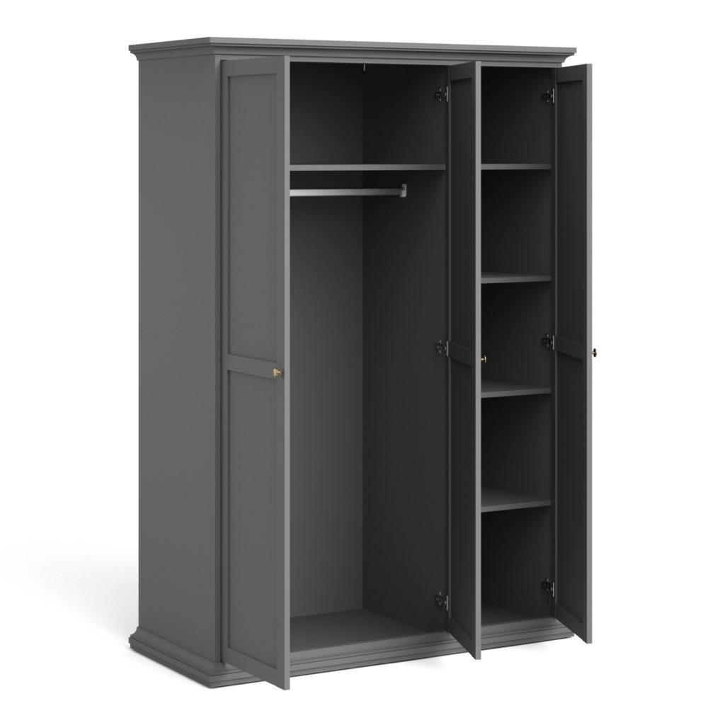 Condo Wardrobe with 3 Doors | Matt Grey | Oak World