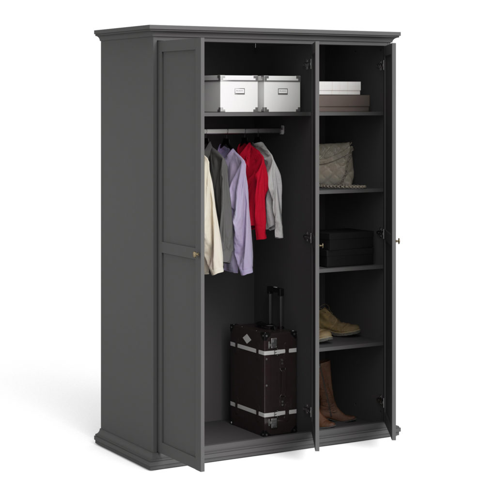 Condo Wardrobe with 3 Doors | Matt Grey | Oak World