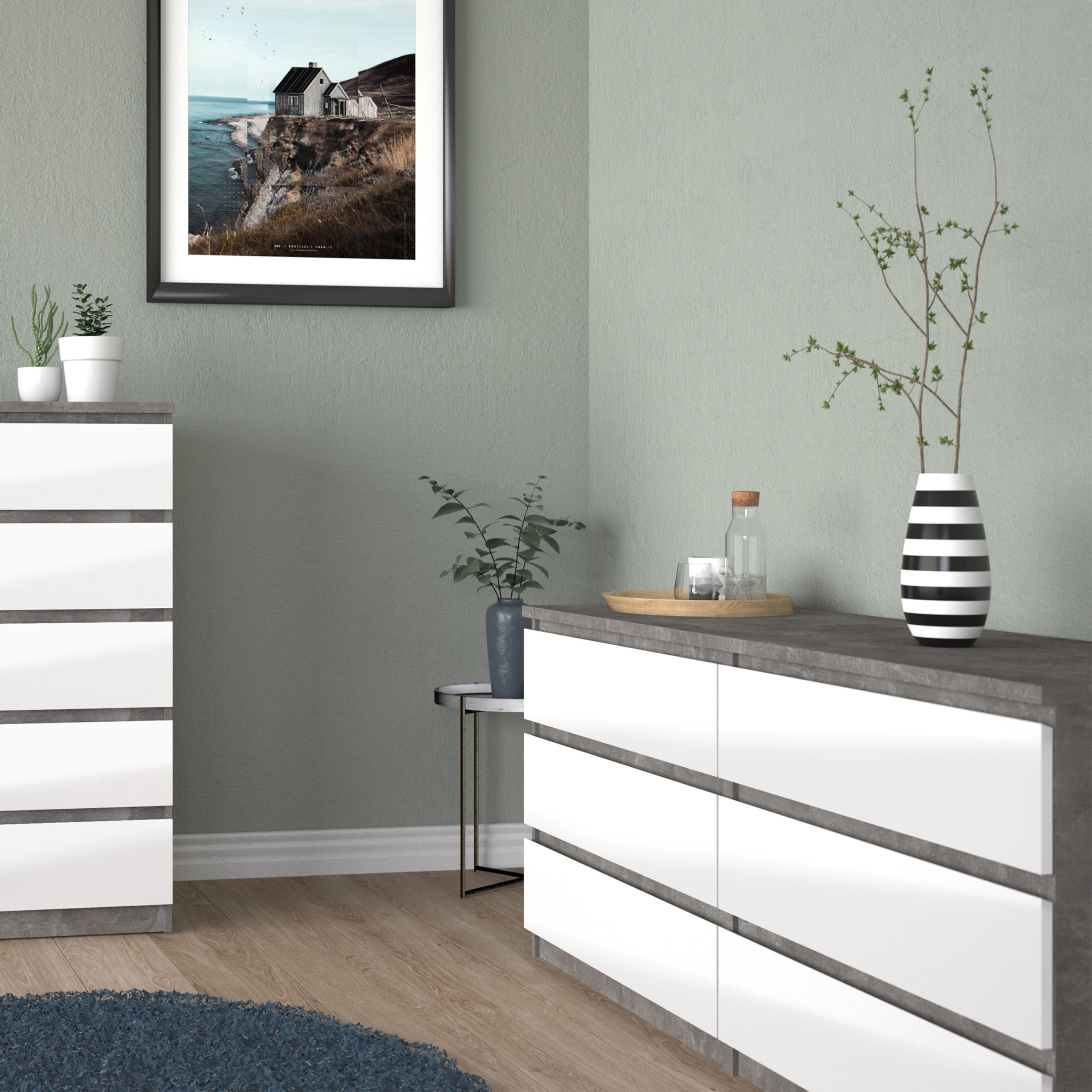 Moderno Wide Chest of 6 Drawers | High Gloss | Flat Pack Furniture