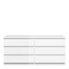Moderno Wide Chest of 6 Drawers | White High Gloss | Flat Pack Furniture