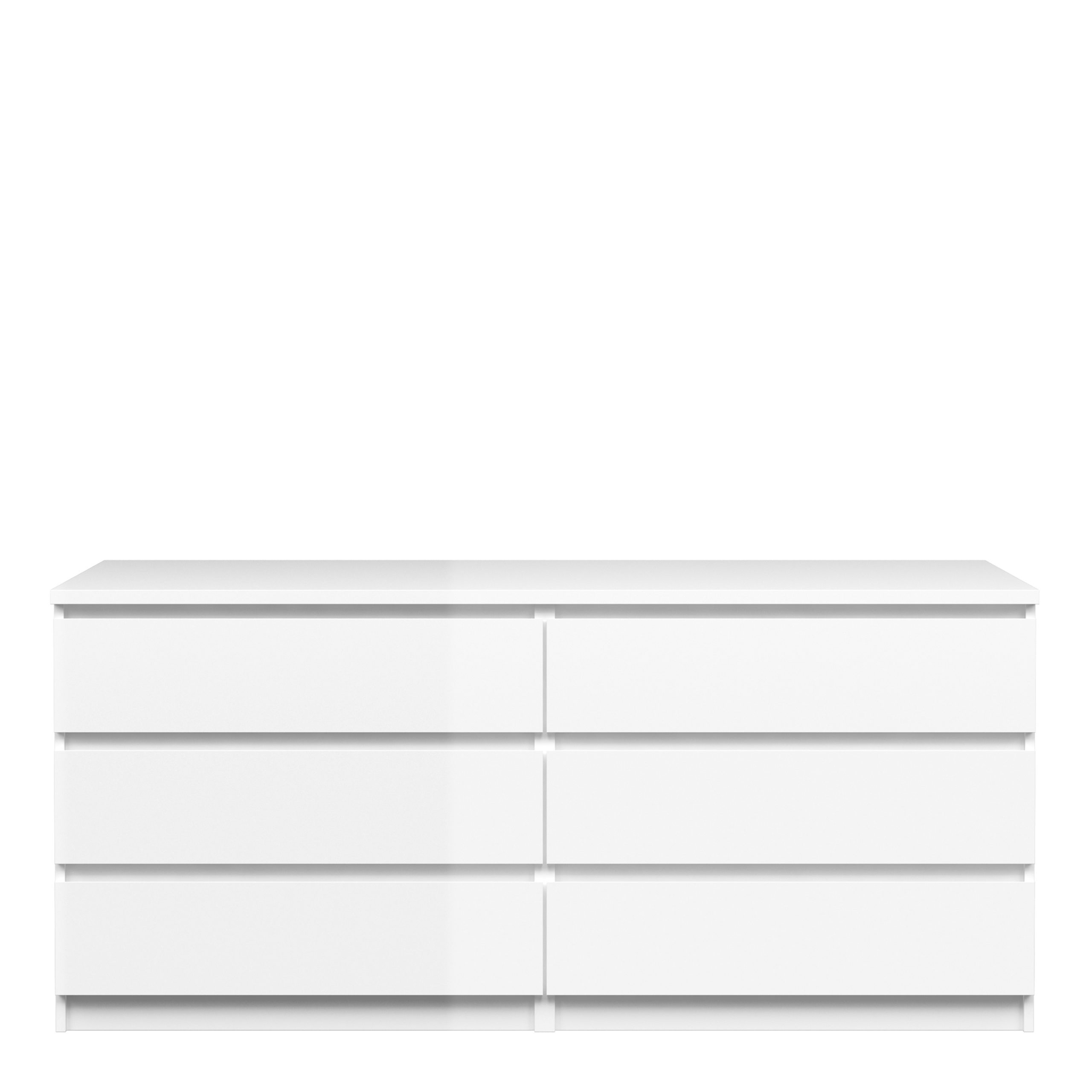 Moderno Wide Chest of 6 Drawers | White High Gloss | Flat Pack Furniture