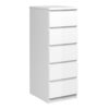 Moderno Narrow Chest of 5 Drawers | White High Gloss | Self Assembly ...