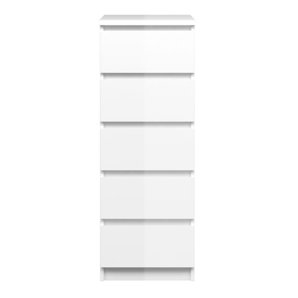 Moderno Narrow Chest of 5 Drawers | High Gloss | Flat Pack Furniture
