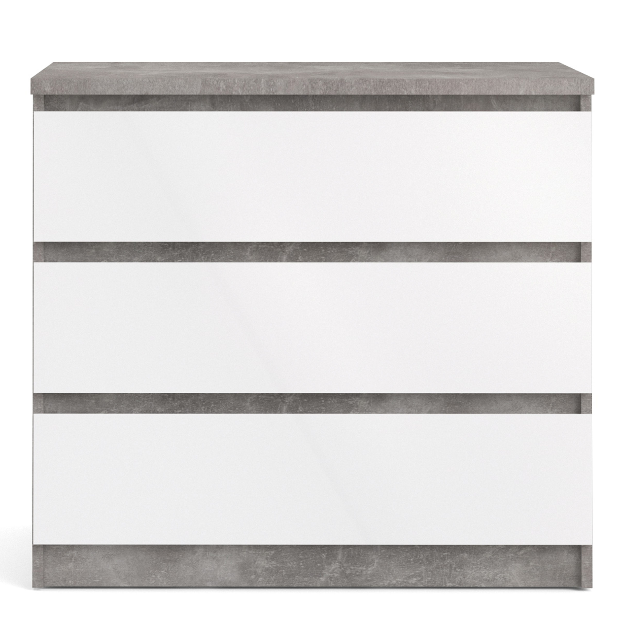 Moderno Chest of 3 Drawers | Concrete and White High Gloss
