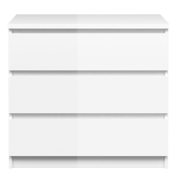 Moderno Chest of 3 Drawers | White High Gloss | Self Assembly | Oak World