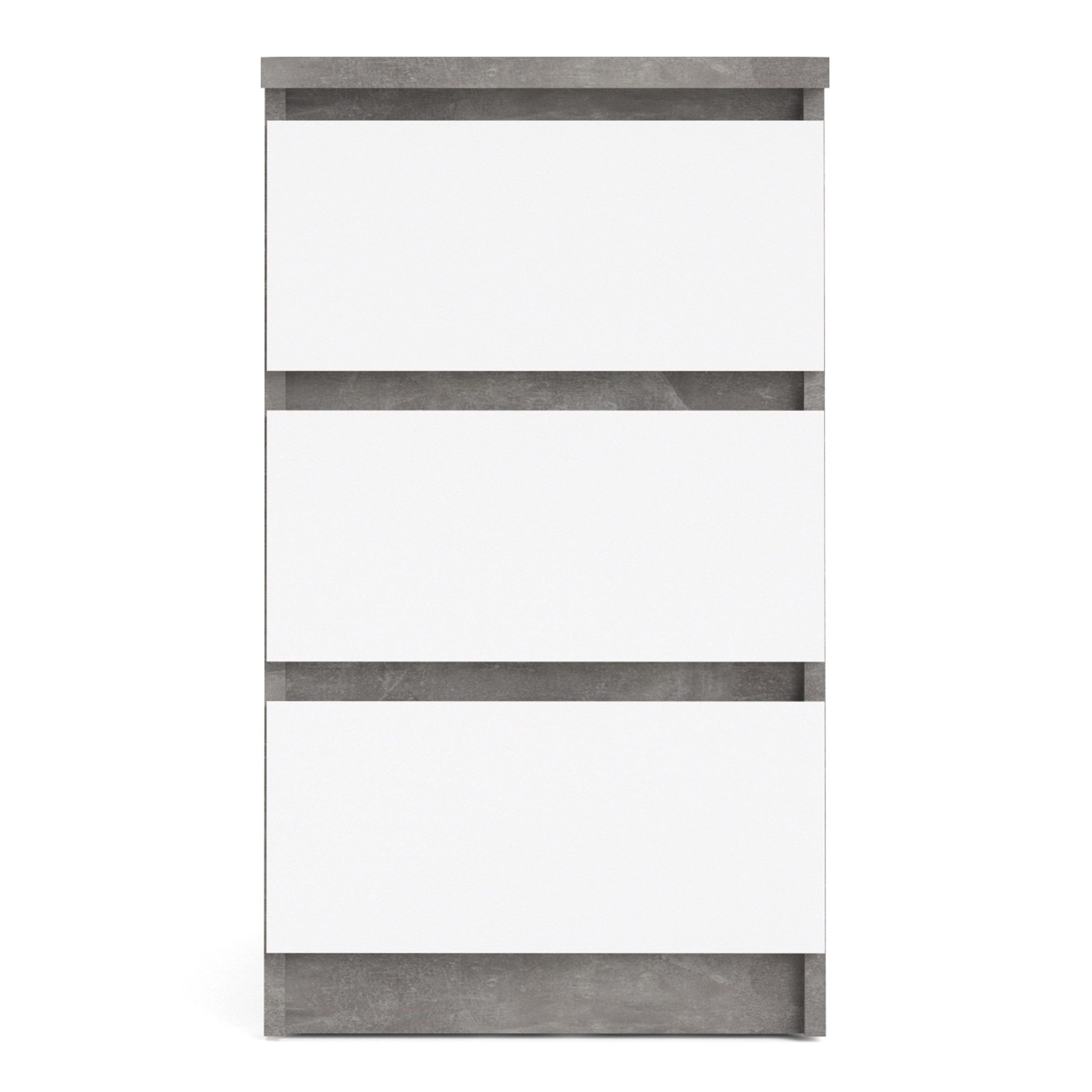 Moderno Bedside - 3 Drawers | Concrete and White High Gloss