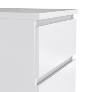 Moderno Narrow Chest of 5 Drawers | White High Gloss | Oak World