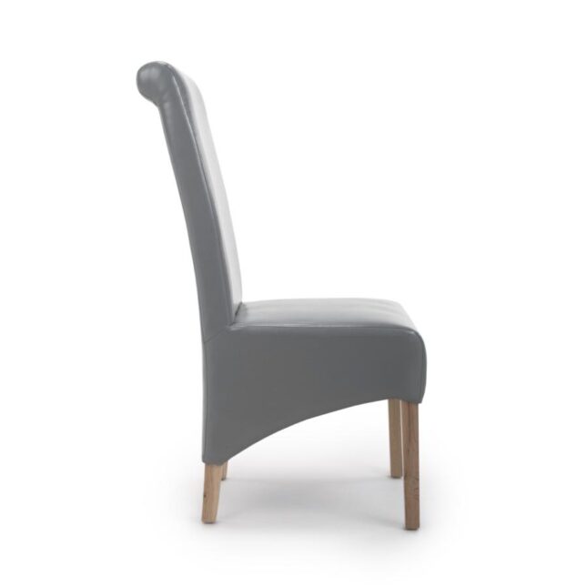 Krista Roll Back Bonded Leather Grey Dining Chair | Oak World