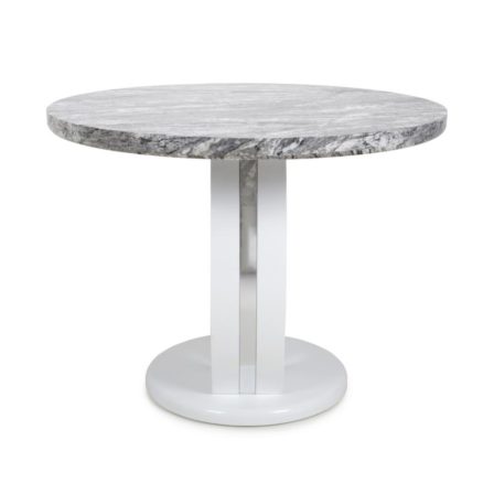 White Neptune Round Marble Effect Top Dining Table | Oak World
