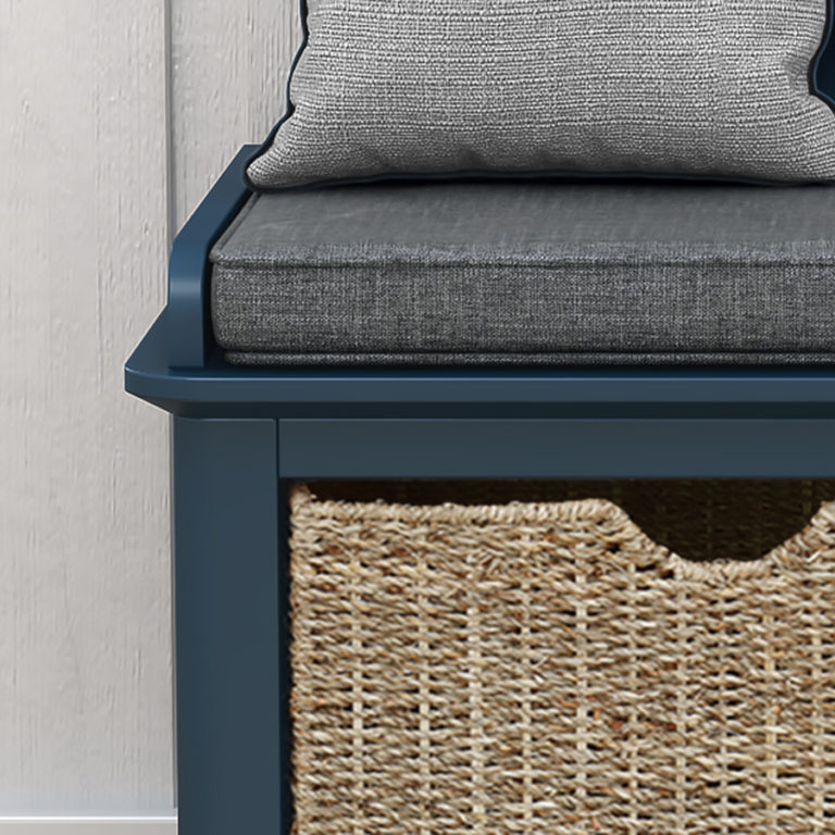 Kingsbridge Blue Storage Bench | Assembled | Oak World