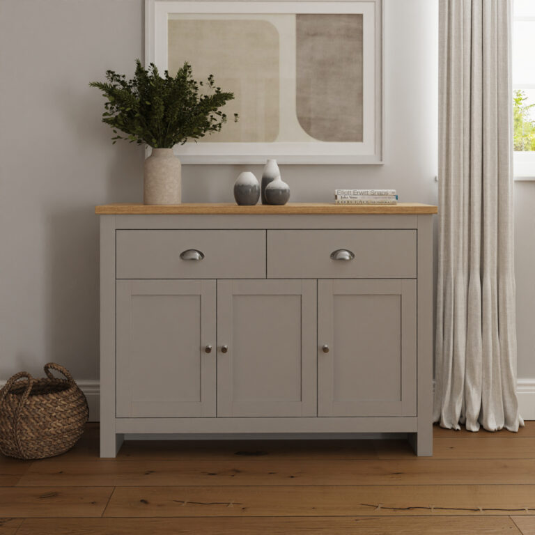 Fife Grey Large Sideboard | Grey | Oak World