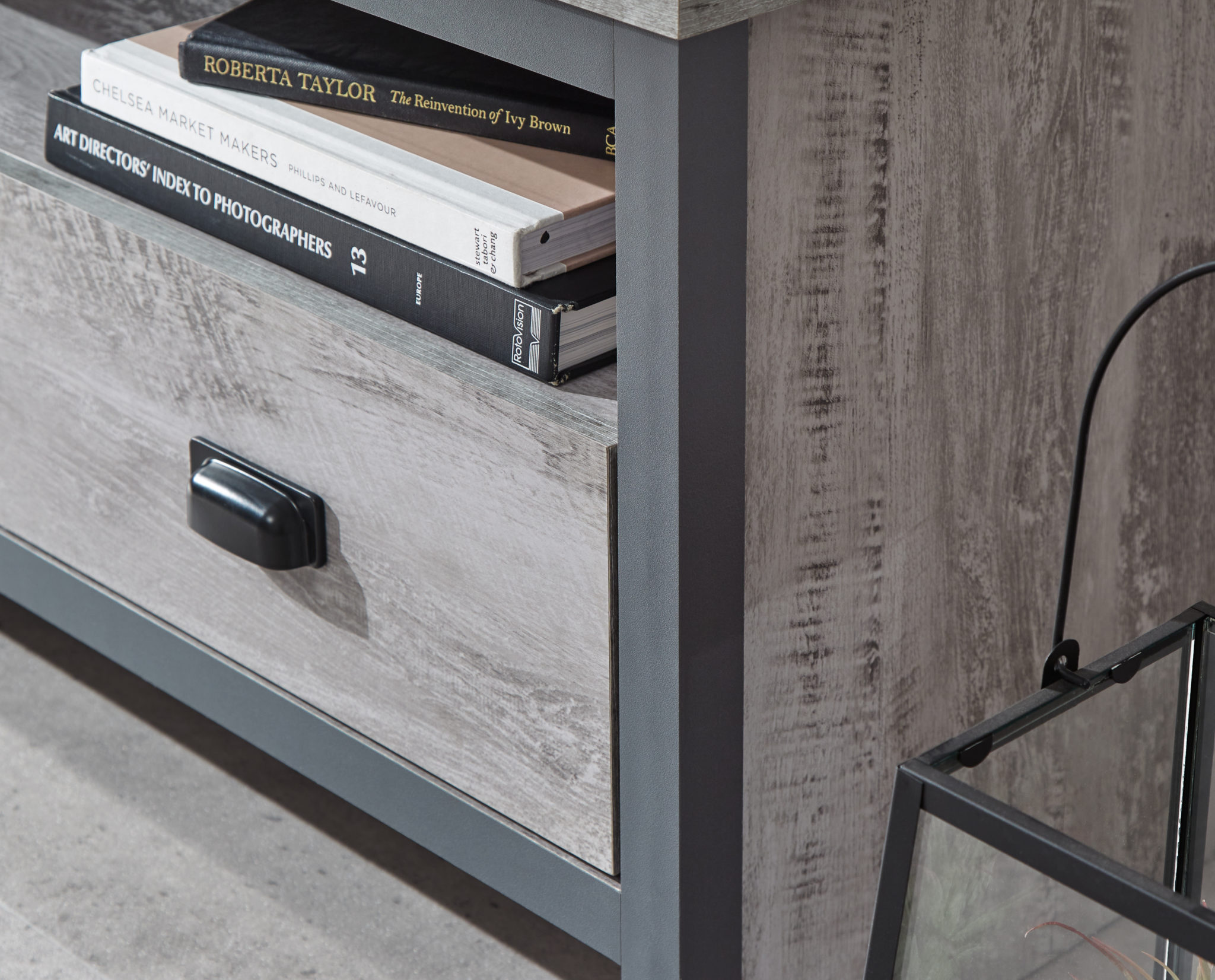 Fenway Corner TV Unit | Grey | Oak World
