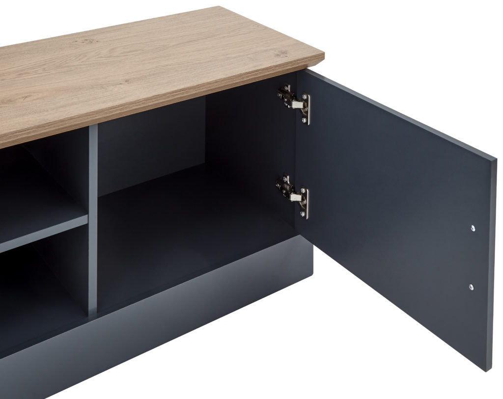 Oban Large TV Unit | Slate Blue | Self Assembly | Oak World