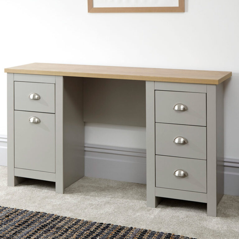 Fife Grey Desk | Grey | Self Assembly | Oak World
