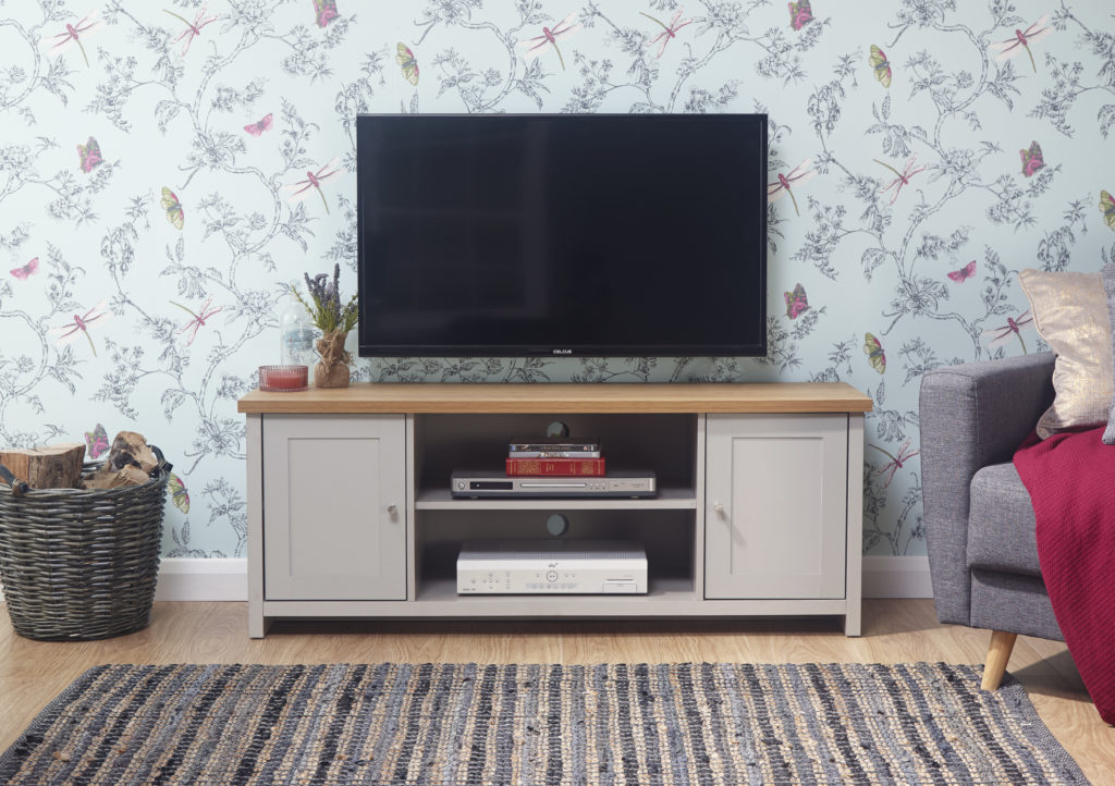 Fife Grey Large TV Cabinet | Grey | Self Assembly | Oak World