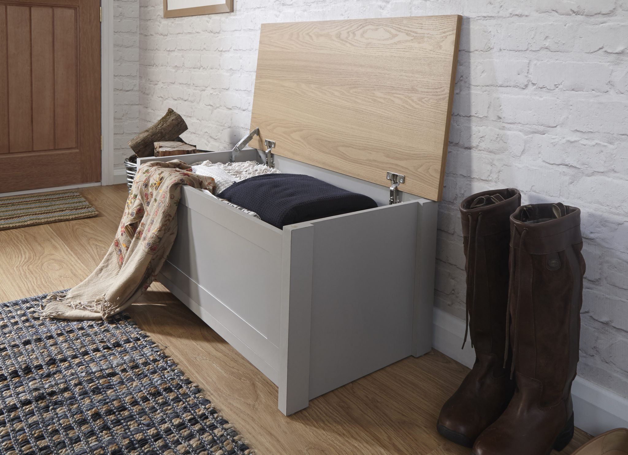 Fife Grey Blanket Box | Grey | Oak World