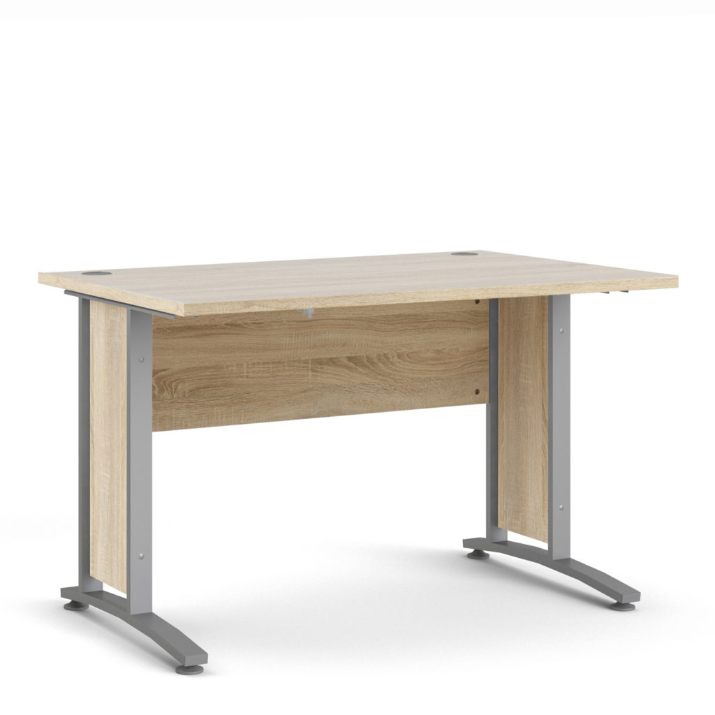 Kansas Desk 120 cm in Oak with Silver Grey Steel Legs | Self Assembly ...