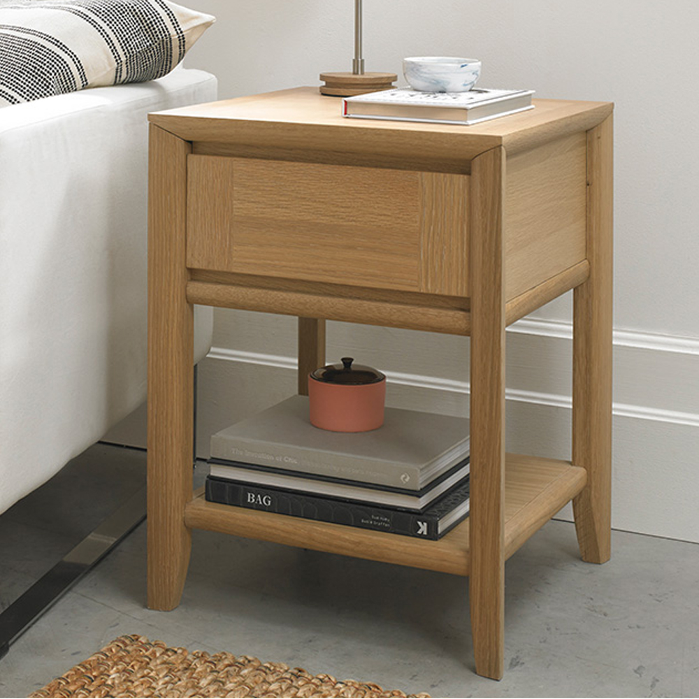 Landlas Oak Lamp Table with Drawer | Oak World