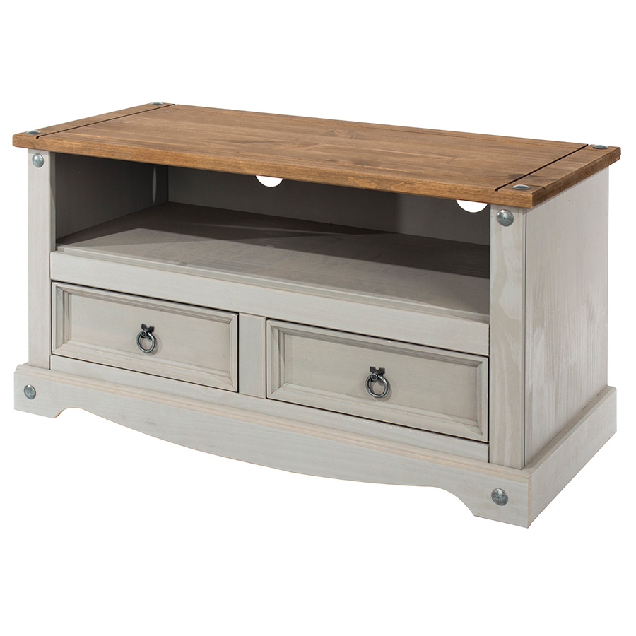 Azusa Grey TV Unit | Grey Wax | Self Assembly | Oak World