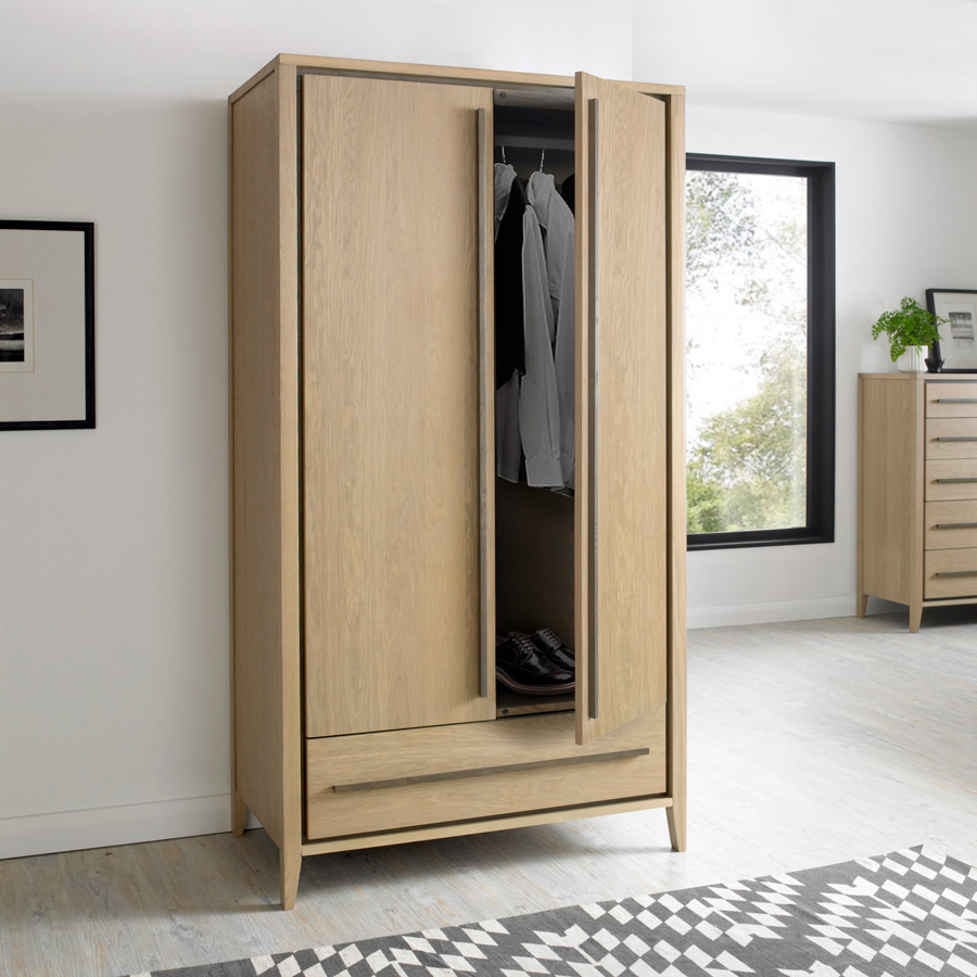Bellaria Aged Oak Double Wardrobe | Oak World