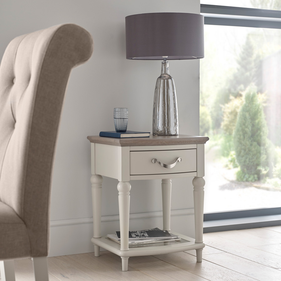 Zurich Grey Lamp Table with Drawer | Oak World