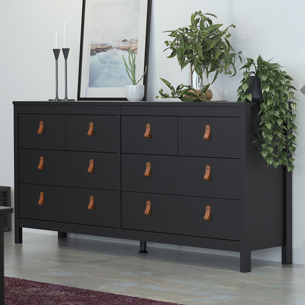 Seville Wide Chest Of Drawers 4 4 Drawers Matte Black Self Assembly Oak World