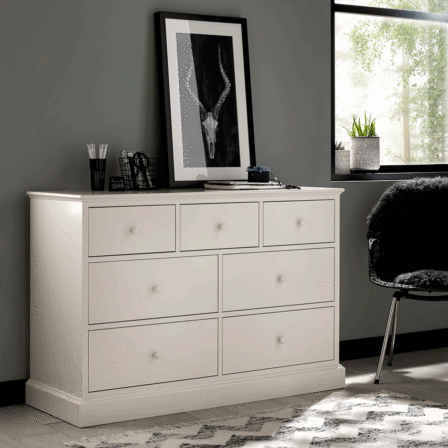 Stanton White 3 + 4 Chest of Drawers | Oak World