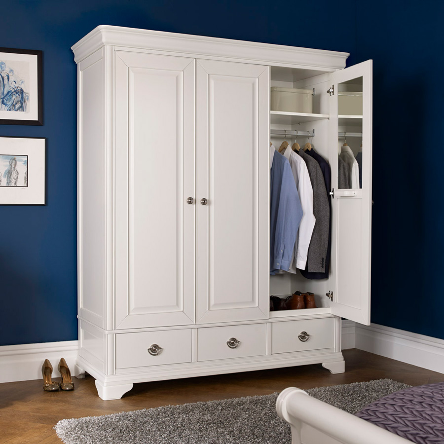 Arlington White Triple Wardrobe | Oak World