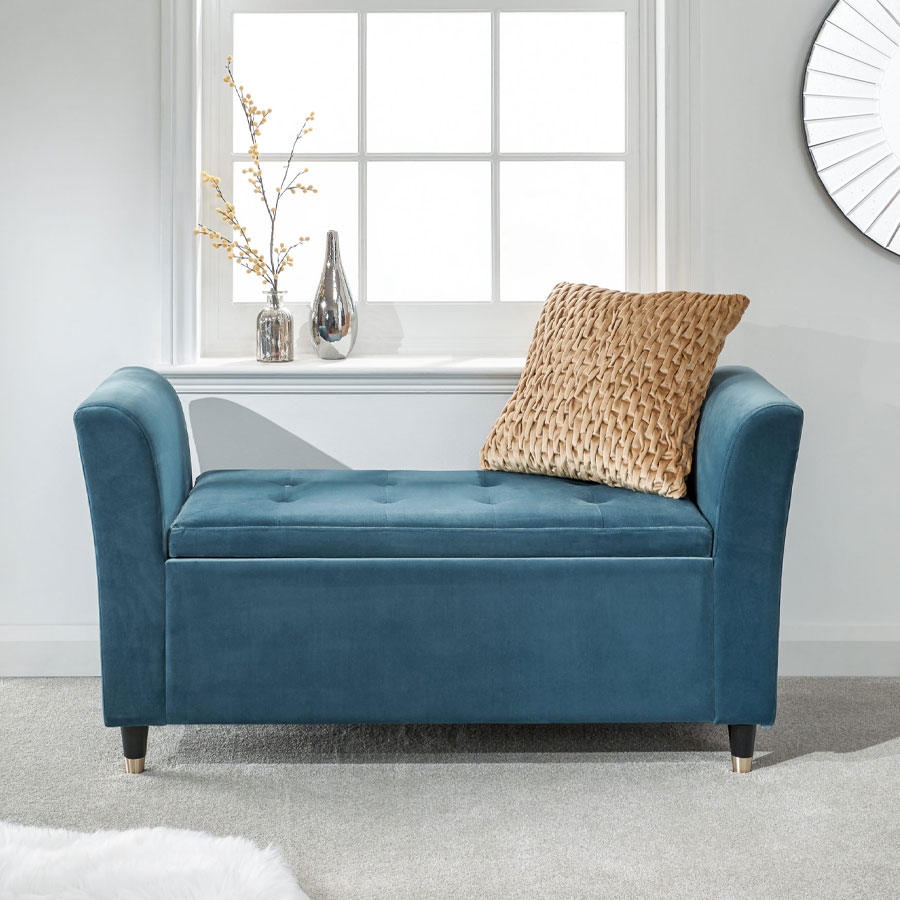Geneva Window Seat Teal Self Assembly Oak World