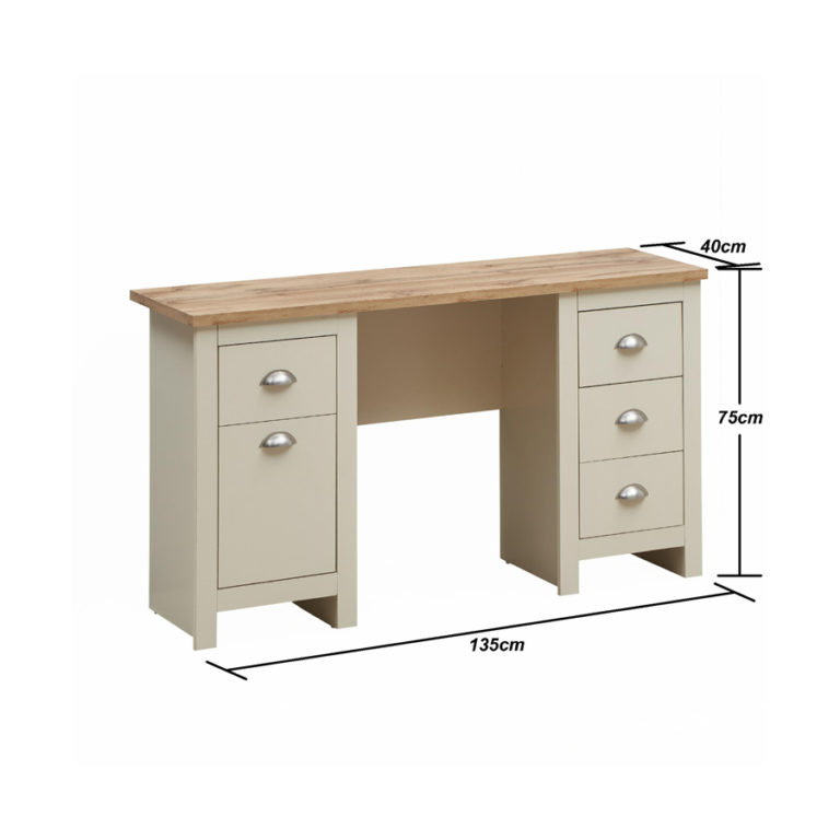 Leigh Cream 5 Drawer Desk | Cream | Oak World